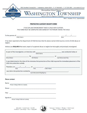 Fillable Online PROTECTIVE CUSTODY RECEIPT bFORMb Fax Email Print ...