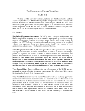 Fillable Online THE MASSACHUSETTS UNIFORM TRUST CODE Fax Email Print ...