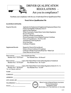 Fillable Online DRIVER QUALIFICATION REGULATIONS - Are you in ...