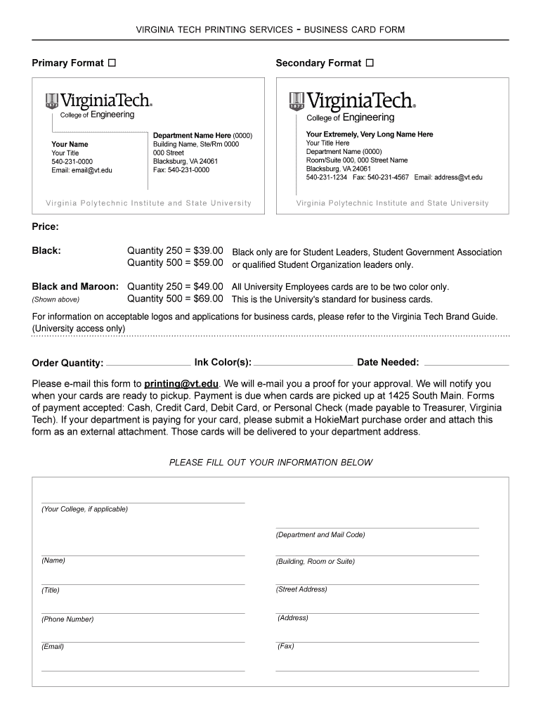 Fillable Online printing vt Primary Format Secondary Format - Virginia ...
