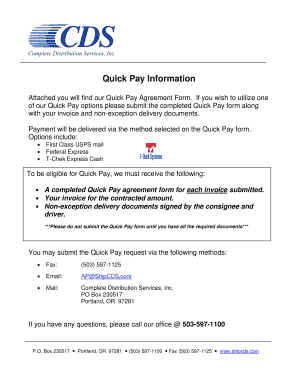 Fillable Online Quick Pay Information - Complete Distribution Services ...