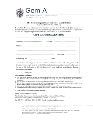 Fillable Online Gift Aid Declaration Form 2009.doc Fax Email Print ...