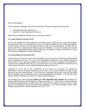 Fillable Online Distribution Paperwork 12213 - 5000 Cash Out Fax Email ...