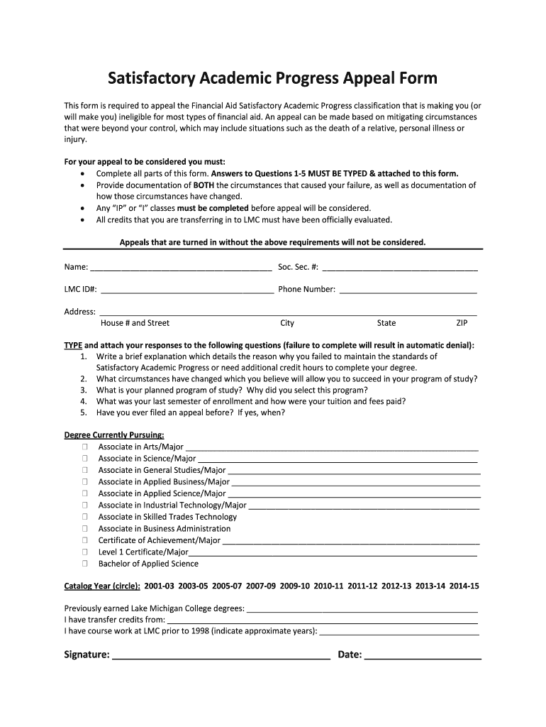 Fillable Online Acadmeic progress appeal Acadmeic progress appeal Fax Email Print - pdfFiller
