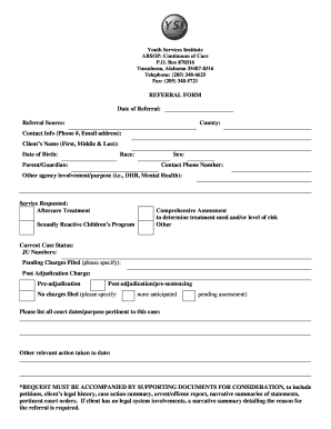 Fillable Online REFERRAL FORM Date of Referral - School of Social Work ...