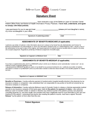 Fillable Online Signature Sheet - bellevuelasercentercom Fax Email ...