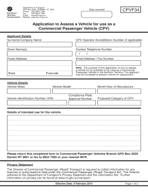 Fillable Online CPVF34 - Department of Transport Fax Email Print ...