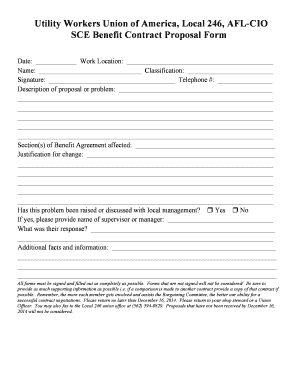 Fillable Online Proposal Form SCE Benefits - uwua246com Fax Email Print ...