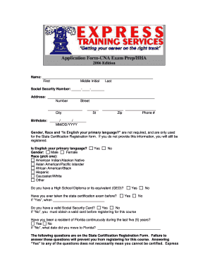 Fillable Online Application Form-CNA Exam PrepHHA 2006 Edition Fax ...