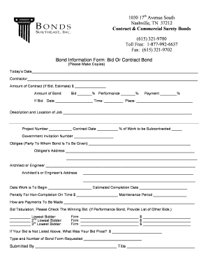 Fillable Online Website Bond Request Form.doc Fax Email Print - pdfFiller