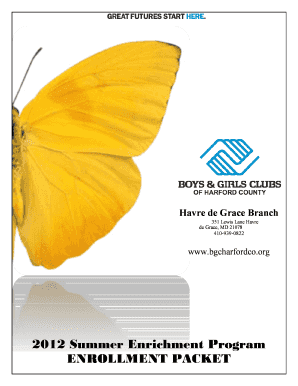 Fillable Online 2012 Summer Enrichment Program ENROLLMENT PACKET Fax ...