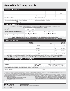 Fillable Online Application for Group Benefits - Western Financial ...