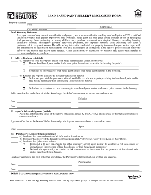 Fillable Online LEADBASED PAINT SELLER 'S DISCLOSURE FORM Property ...