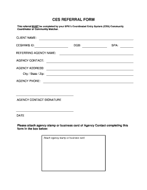 Fillable Online CES REFERRAL FORM Fax Email Print - pdfFiller