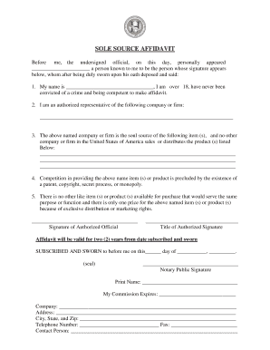 Fillable Online SOLE SOURCE AFFIDAVIT - HISD Fax Email Print - pdfFiller