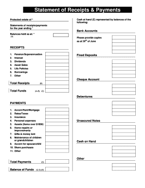 Fillable Online Statement of Receipts & Payments Fax Email Print - pdfFiller