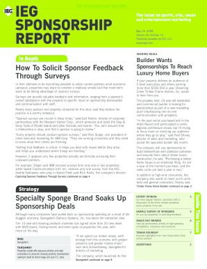 Fillable Online IEG IEG SPONSORSHIP REPORT SPONSORSHIP REPORT Fax Email ...