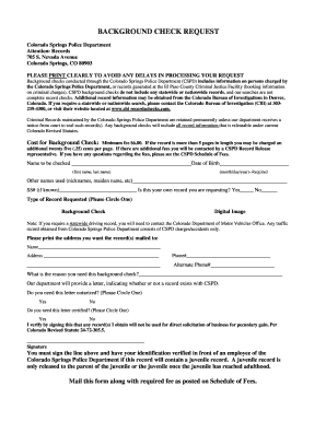 Fillable Online Background check record check request - Colorado Springs Fax Email Print - pdfFiller