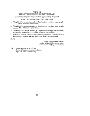 Fillable Online gov pe REPLY TO DEFENCE TO COUNTERCLAIM Fax Email Print ...