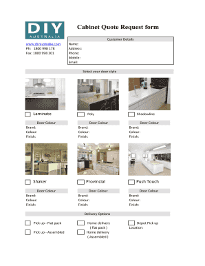 Fillable Online Cabinet Quote Request form - diyaustralia Fax Email ...
