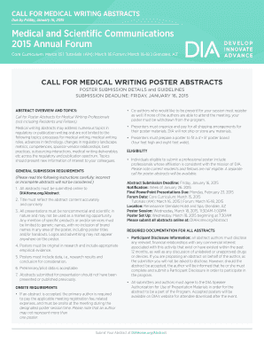 Fillable Online diaglobal CALL FOR MEDICAL WRITING ABSTRACTS Fax Email ...