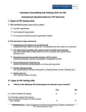 Fillable Online bordernet Voluntary Counselling and Testing VCT for HIV ...
