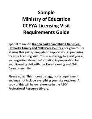 Fillable Online CCEYA Licensing Visit Fax Email Print - pdfFiller