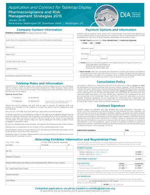 Fillable Online diaglobal Application and Contract for Tabletop Display Fax Email Print - pdfFiller