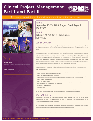 Fillable Online diaglobal Clinical Project Management Part I and Part ...