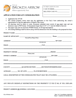 Fillable Online APPLICATION FOR LOT CONSOLIDATION - Official Website ...