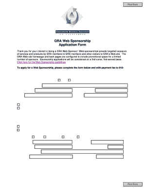Fillable Online grac GRA Web Sponsorship Application Form - gracorg Fax ...