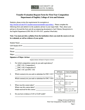 Fillable Online Transfer Evaluation Request Form for First-Year Fax ...
