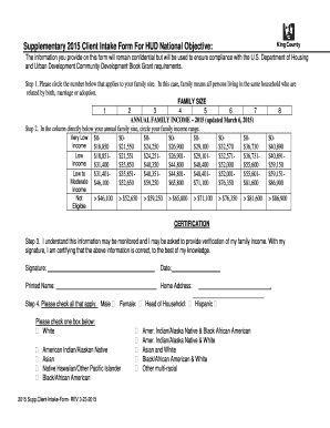 Fillable Online kingcounty Supplementary 2015 Client Intake Form For ...