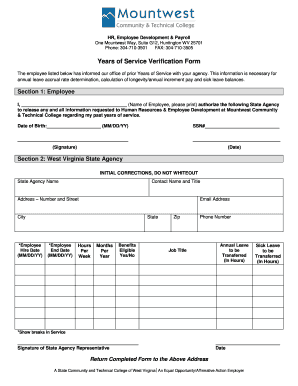 Fillable Online mctc Years of Service Verification Form Fax Email Print - pdfFiller
