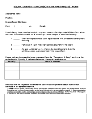 Fillable Online EQUITY, DIVERSITY & INCLUSION MATERIALS REQUEST FORM ...
