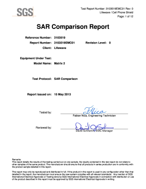 Fillable Online SAR Comparison Report - LifeWave Inc Fax Email Print ...