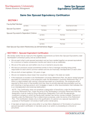 Fillable Online northeastern Spouse Equivalent Certification ...