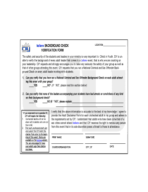 Fillable Online believe BACKGROUND CHECK Fax Email Print - pdfFiller