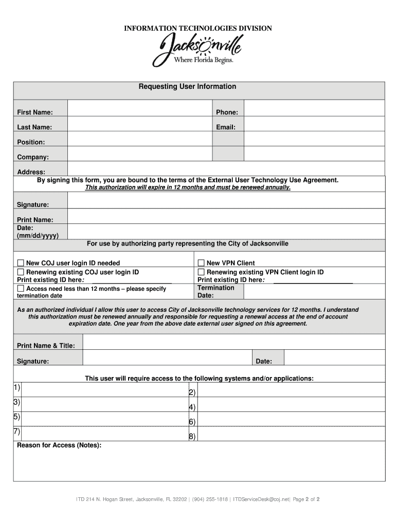 Fillable Online ITD External Party Technology Use Agreementdocx Fax Email Print - pdfFiller