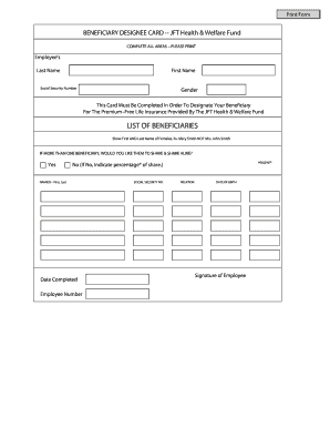 Fillable Online jfthw LIST OF BENEFICIARIES - JFTHW Fax Email Print ...