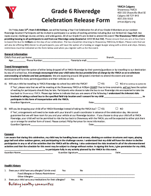 Fillable Online YMCA Calgary Grade 6 Riveredge Shawnessy YMCA Fax Email ...