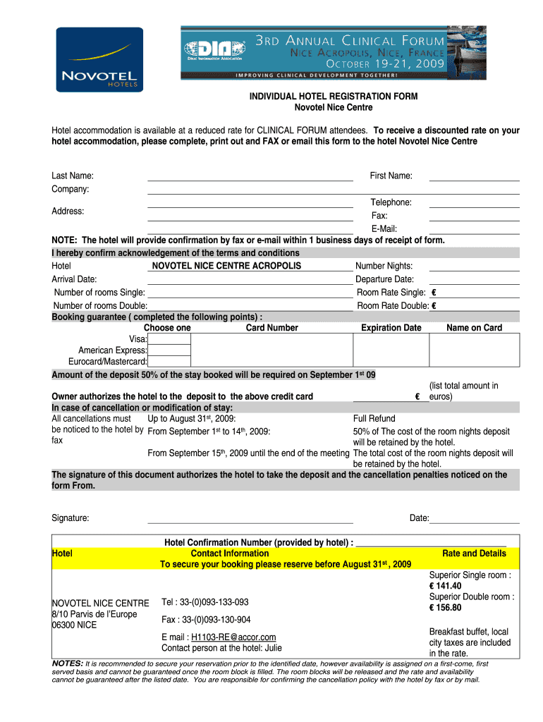 Hotel Registration Form - Fill Online, Printable, Fillable, Blank ...