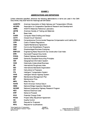 Fillable Online ftp dot state tx EXHIBIT 1 ABBREVIATIONS AND DEFINITIONS AASHTO AMRL - ftp dot ...