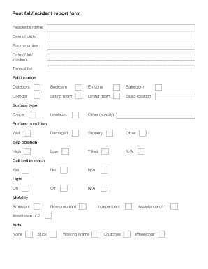 Fillable Online Post fallincident report form Fax Email Print - pdfFiller