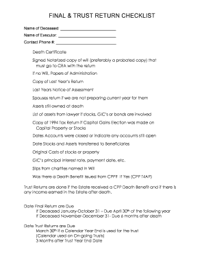 Fillable Online FINAL Trust Checklistdoc Fax Email Print - pdfFiller