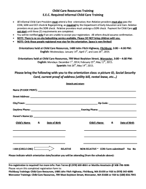 Fillable Online sevenhills Child Care Resources Training EEC Required ...