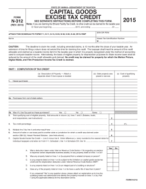Fillable Online Form N-312, Rev. 2014, Capital Goods Excise Tax Credit ...