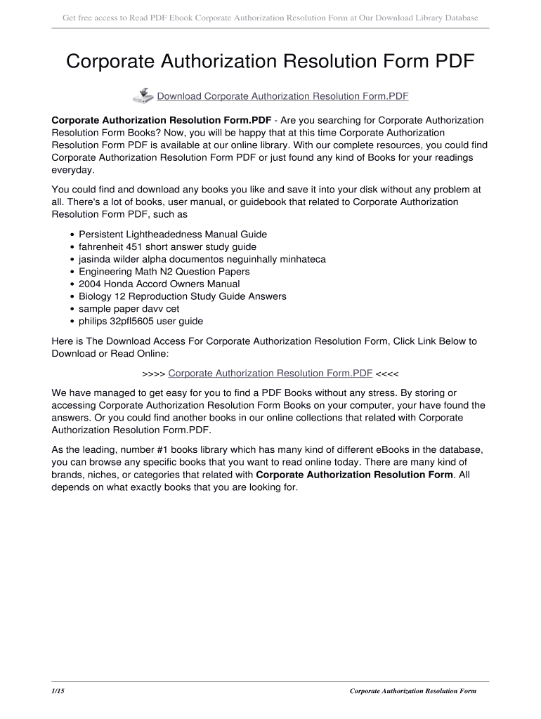 Fillable Online cnwanmu Corporate Authorization Resolution Form PDF ...