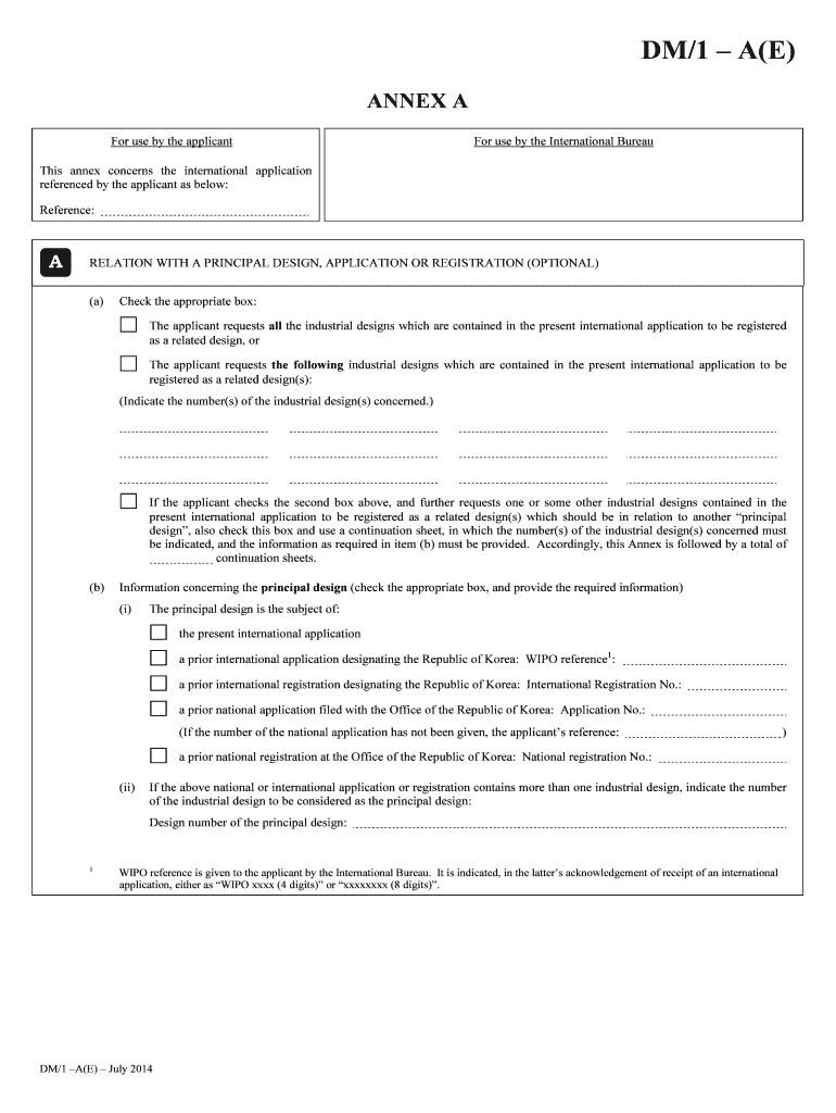 Fillable Online wipo DM1 A(E) Fax Email Print - pdfFiller