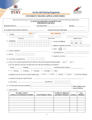 Fillable Online ntatt UNIVERSITY TRAINEE APPLICATION FORM - NTA Fax ...